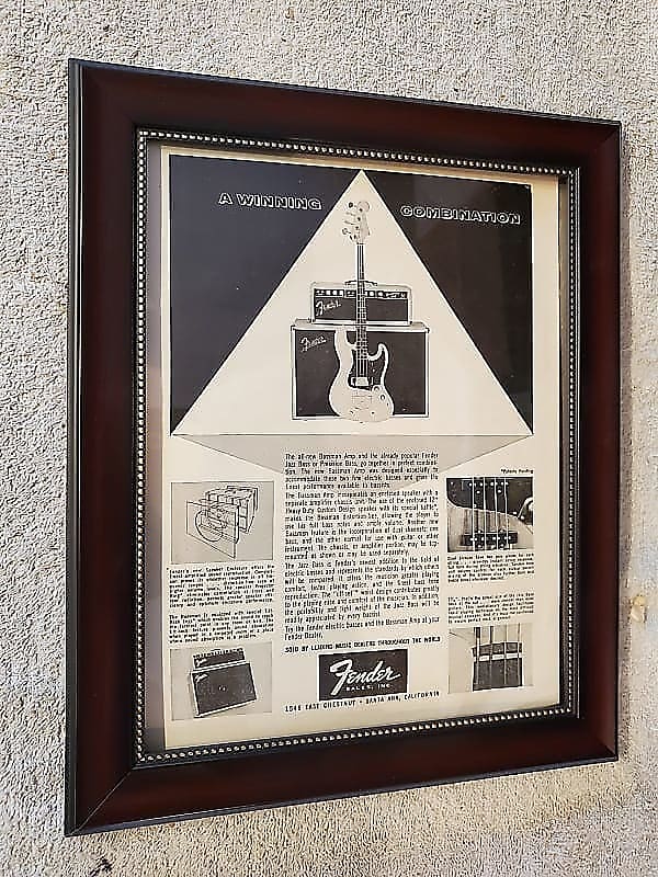 1961 Fender Guitars Promotional Ad Framed Concentric Jazz | Reverb