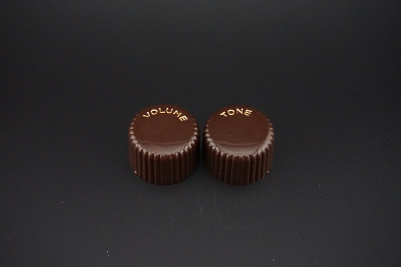 WD Vintage Cupcake Knobs (1 Volume, 1 Tone) - Brown/Gold | Reverb