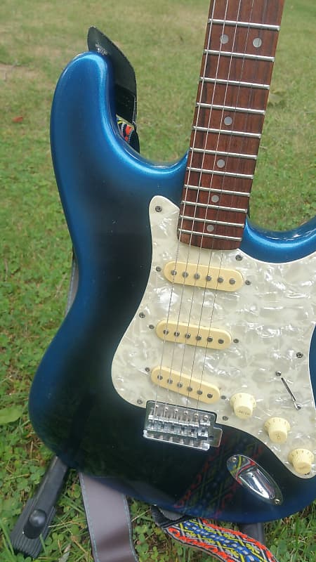 Lotus Stratocaster Reverse Blue Sunburst | Reverb