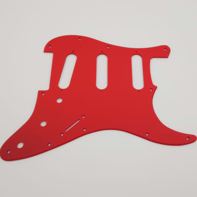11 hole red acrylic pickguard for us/mex fender stratocaster | Reverb