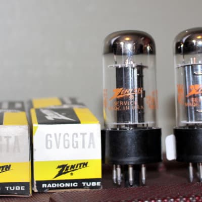 SYLVANIA 6V6GTA 6V6GT VT107 PERFECT MATCH PAIR BLACK PLATE | Reverb