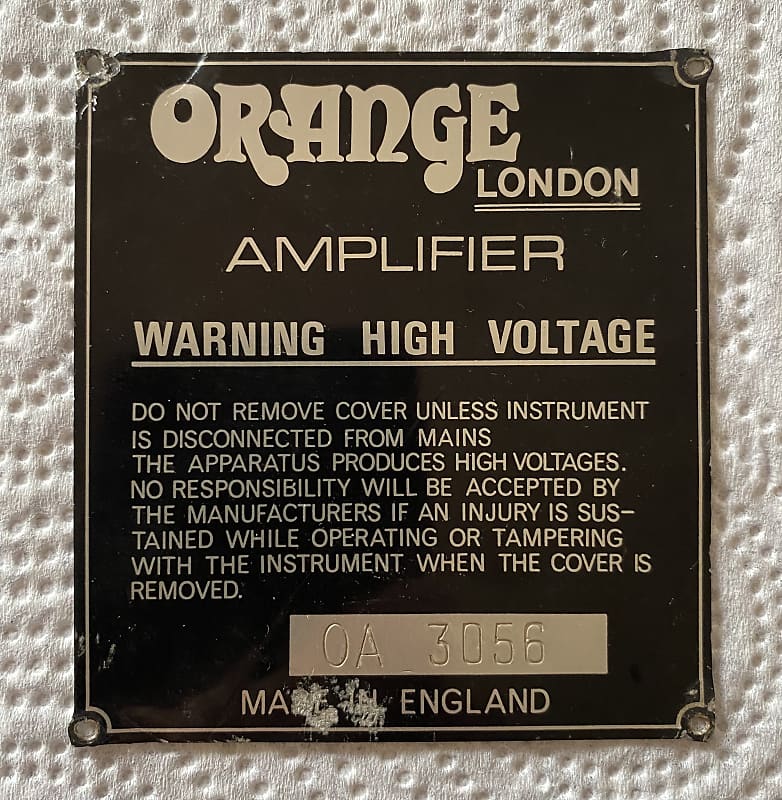 Orange OR120 1972-73 serial number badge | Reverb