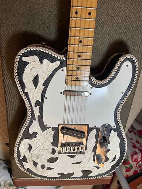 Custom built Telecaster with Waylon Jennings leather | Reverb Canada