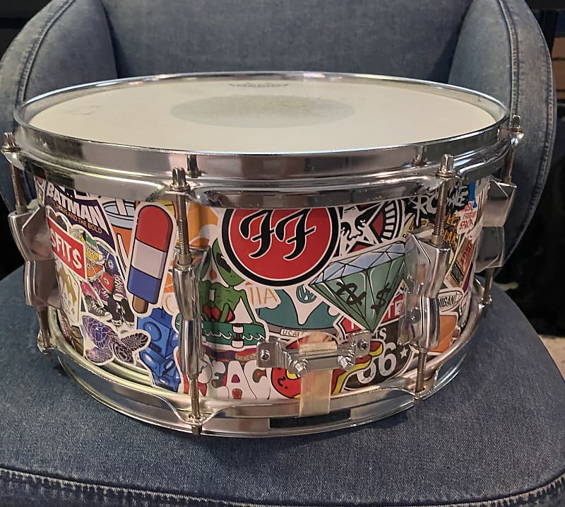 Yamaha 6.5x14" Sticker Bombed Steel Snare Drum | Reverb