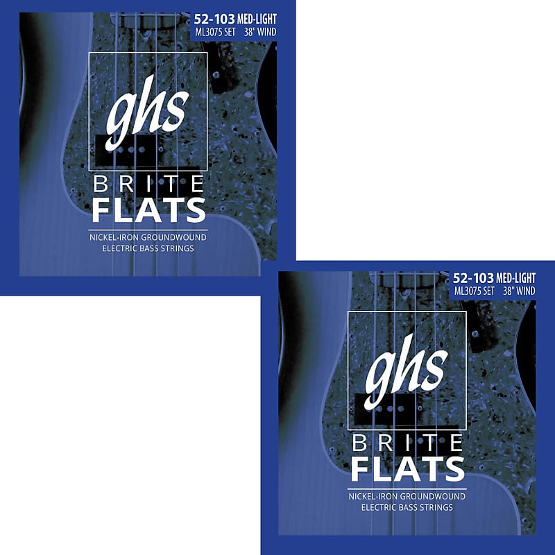 2 Sets GHS ML3075 Brite Flats Groundwound Electric Bass | Reverb