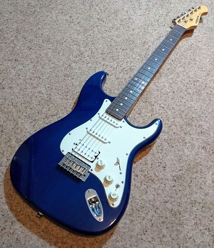 Aria 2003 STG-004 Blue transparent gloss, plus new padded gig | Reverb