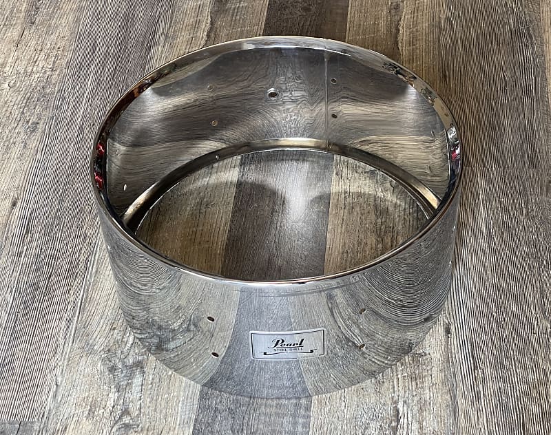 90's Pearl 6.5x14 Steel Snare Drum Shell 8 Lug | Reverb
