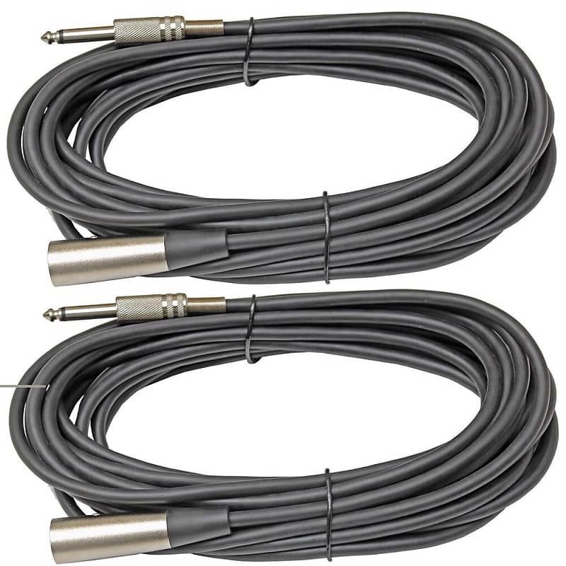 2 Pack Lot 25 Ft Xlr 3-Pin Male To 1/4" Mono Shielded | Reverb
