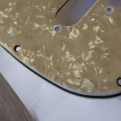Bass Pickguard Fender Mustang Pearloid Pearl relic aged 1972 | Reverb