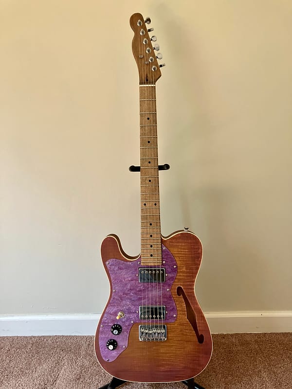 Custom Thinline Telecaster Western Sunset Flame Maple Left | Reverb