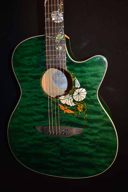 Luna Flora Moonflower Quilt Maple Acoustic Electric Guitar - | Reverb