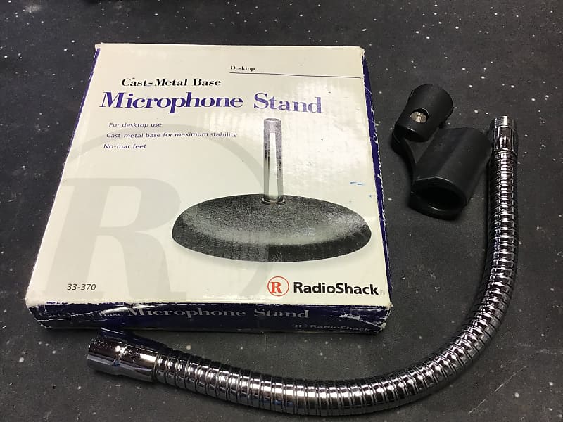 Radio Shack Desk Mic Stand, metal base w/ gooseneck & new mic | Reverb