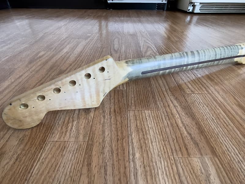 Aged Flame Maple Strat Neck - Nitro Relic Abalone Dot | Reverb