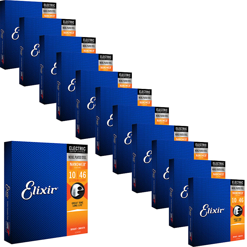 12 Sets of Elixir 12450 NANOWEB Coating Electric Guitar | Reverb