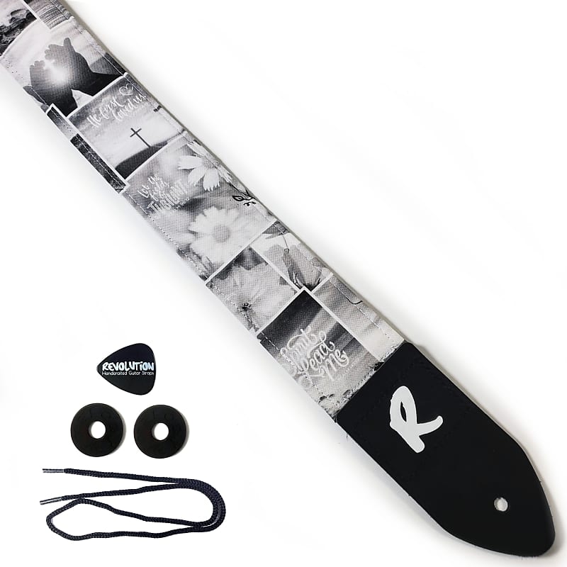 Cross Guitar Strap-First He Loved Us-Religious Guitar | Reverb