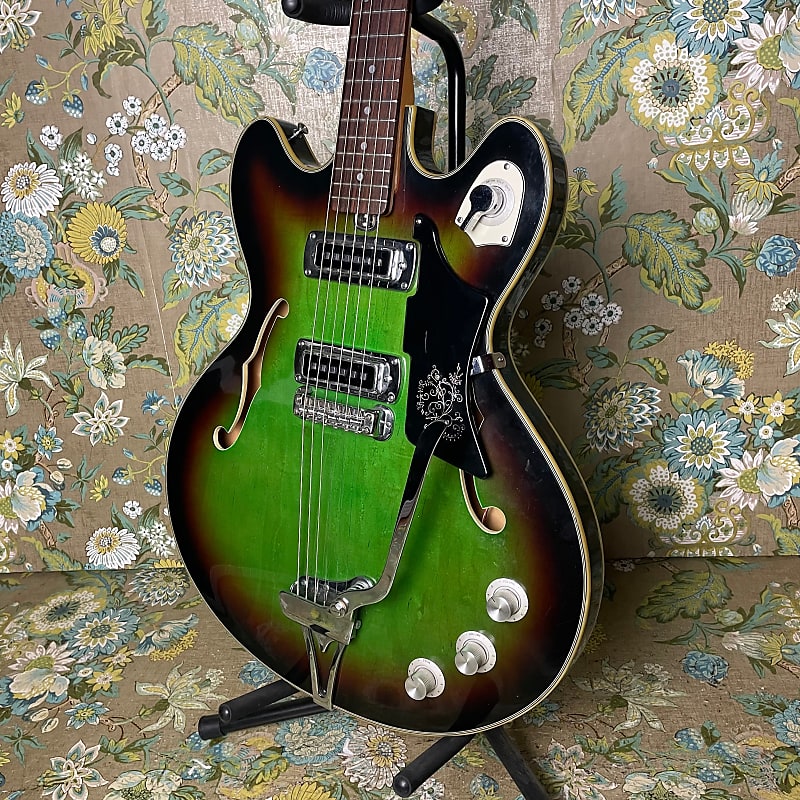 Teisco EP-10T Semi Hollowbody 1967 Avocado Burst | Reverb
