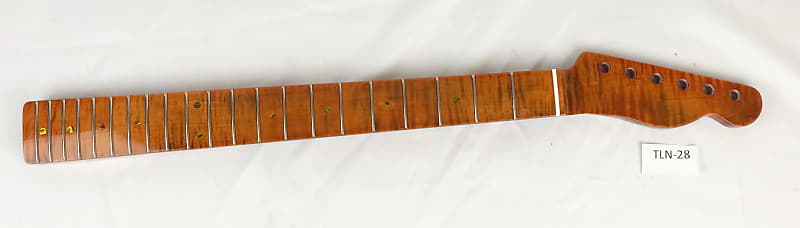 Fox Guitars Tele Style Guitar Neck Dark Roasted Tiger Flame | Reverb