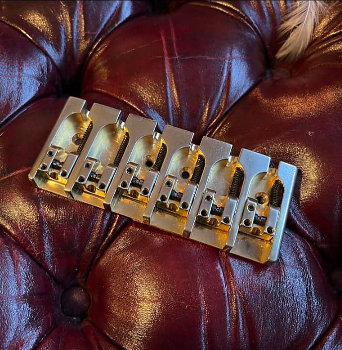 Hipshot 6-String A Style Bass Bridge - Gold | Reverb