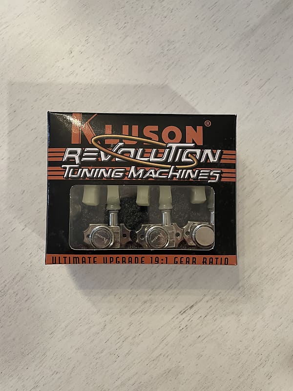 Kluson Revolution Locking Tuners 3x3 Pearloid keystone button | Reverb