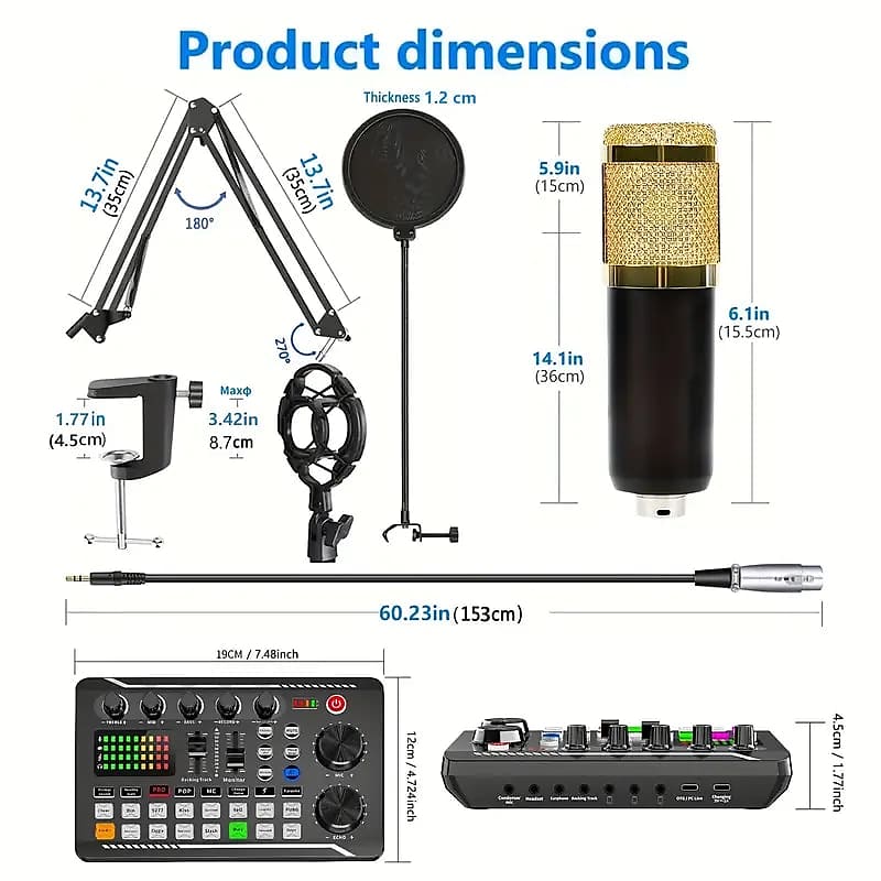Professional Audio Mixer, Podcast Equipment Kit With Stand | Reverb