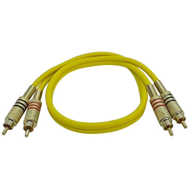 Premium 2 Foot Yellow Dual RCA Male to Dual RCA Male Audio | Reverb