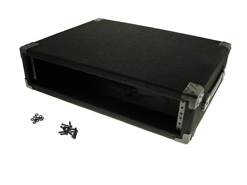 PROCRAFT 2U 16" Deep Rack Case in Black Carpet Wrap - Side | Reverb
