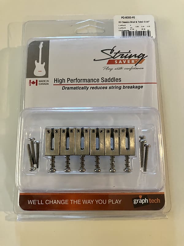 Graph Tech PG-8000-F0 Brushed Nickel 3/16” Guitar Saddles | Reverb