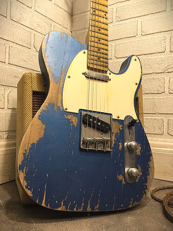 USA Relic Tele Style Electric Guitar Metallic Blue Nitro by | Reverb