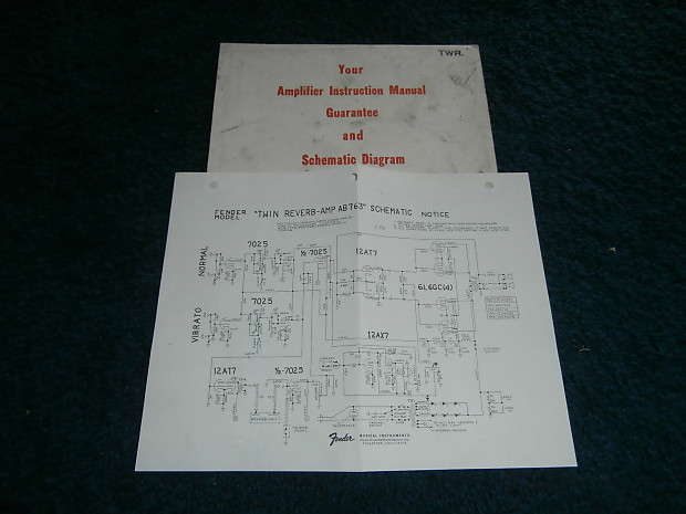 Vintage 1960's Fender Twin Reverb Schematic! Blackface AB763 | Reverb