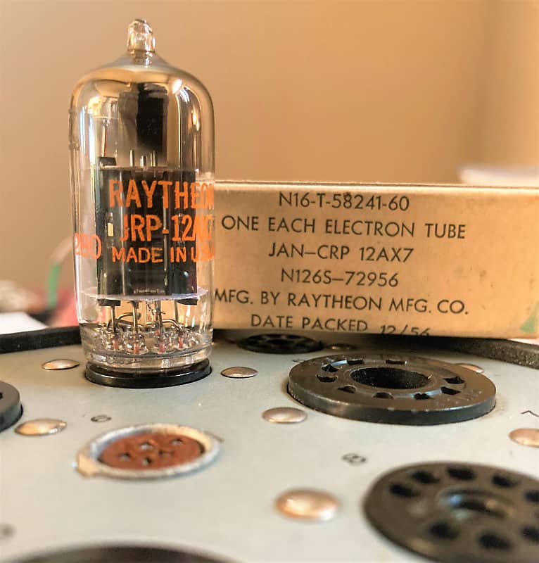 1956 Raytheon JRP 12AX7 Long Black Plate Tube - D Getter - | Reverb