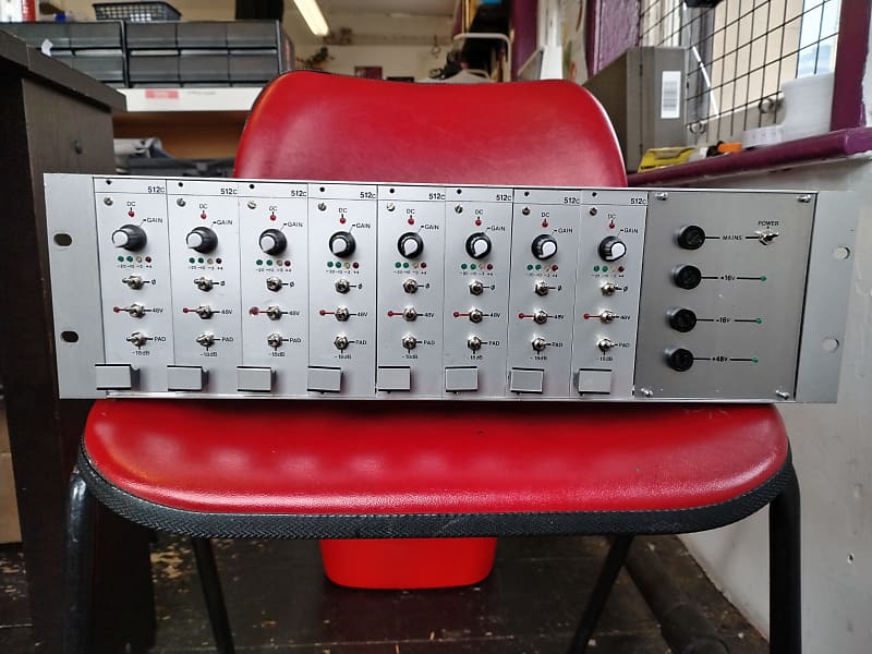 Rack with 8 Api 512c mic preamp clones. | Reverb