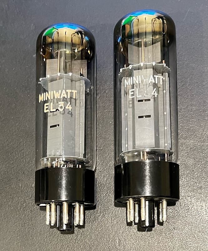 Vintage Mullard Miniwatt EL34 xf2 October 1961 Pair | Reverb