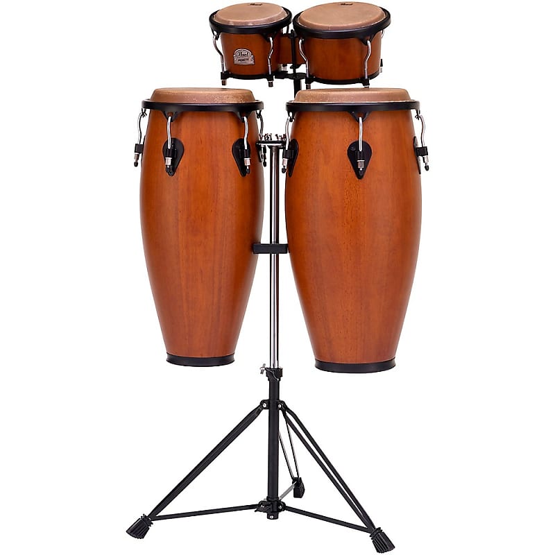 Pearl Primero Conga and Bongo Set With Stand in Mahogany | Reverb