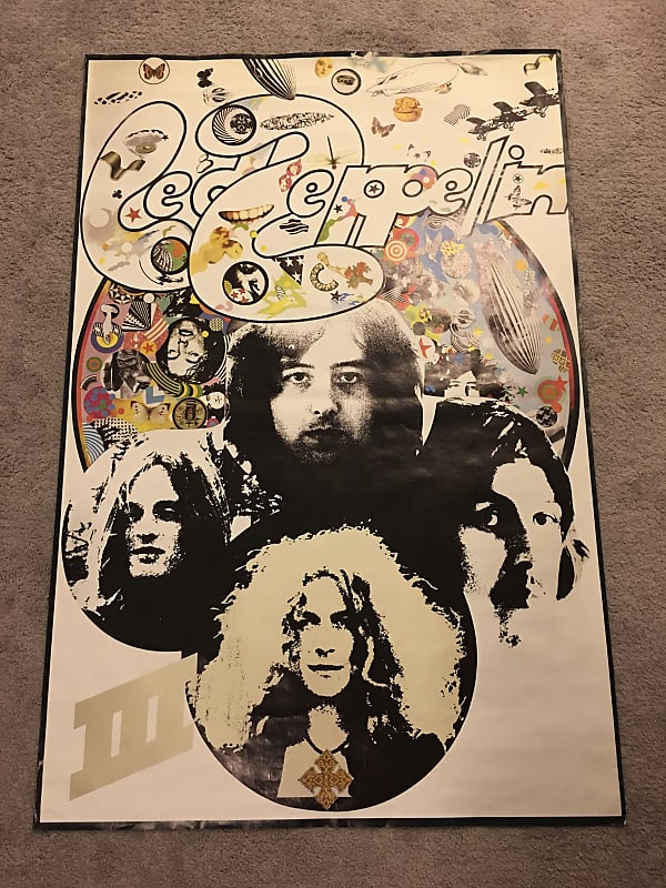 Vintage Original Led Zeppelin III Poster 60" x 40" | Reverb