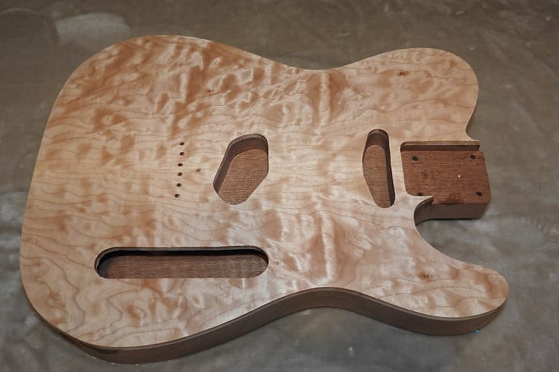 Unfinished Chambered Telecaster Tele, 1 Piece Ribbon Mahogany | Reverb