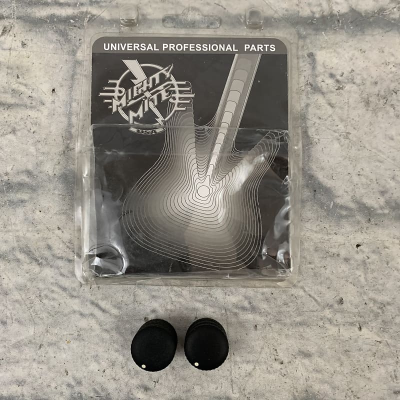 Mighty Mite Metal Control Knobs Pair Black Knurled Shaft | Reverb