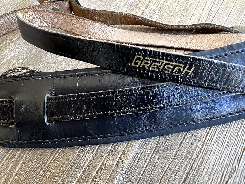 Gretsch Guitar Strap from 1960's - Black Leather | Reverb