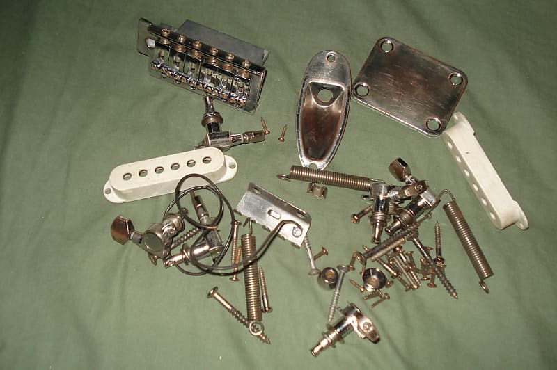 Guitar Strat Style Relic Bridge Pickguard Neck Hardware and | Reverb