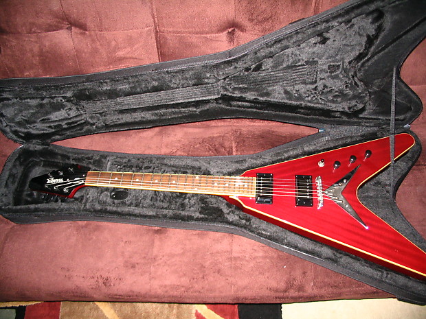 Hamer Vector Flying V with HetSet Active EMG pickups Cherry | Reverb