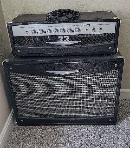 Crate V33H Tube Amp With V212B 100 Watt 2x12 Cabinet And Foot | Reverb