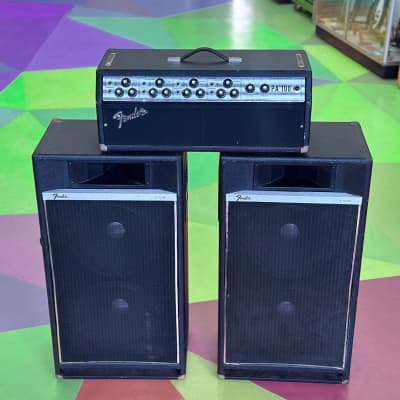 '75 Fender PA-100 Valve PA head wth 2-12HF Speaker Columns | Reverb