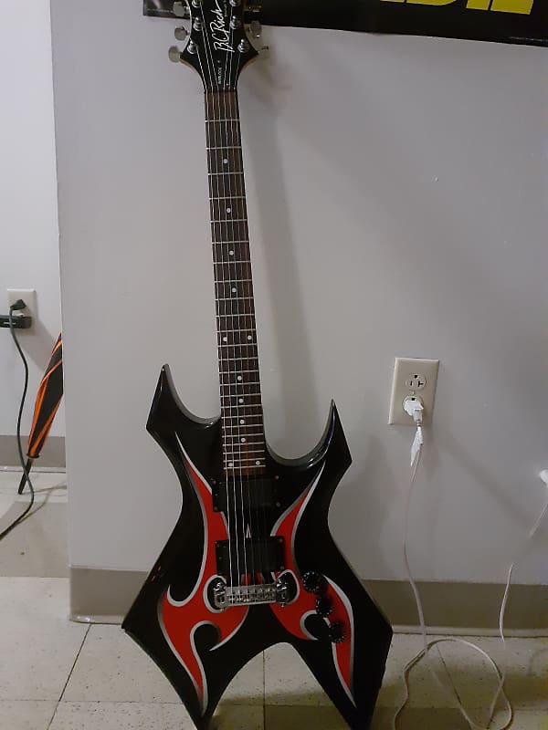 BC Rich Kerry King Warlock W/ Red Flame Patter 1990s? Black | Reverb