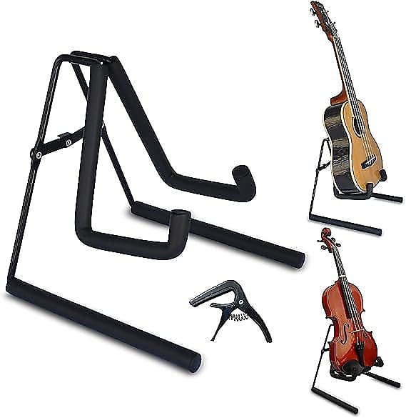 Foldable Ukulele Stand with Capo - Lightweight, Metal Body, | Reverb