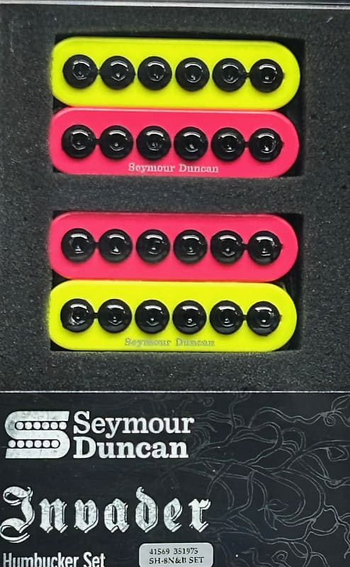 Seymour Duncan Invader Neon Pink/Neon Yellow Zebra 6 String | Reverb