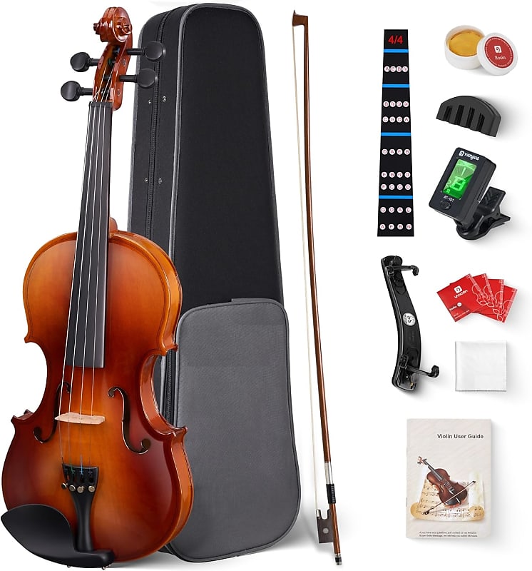 Violin 4/4 Full Size Set Fiddle, Handcrafted Starter Acoustic | Reverb