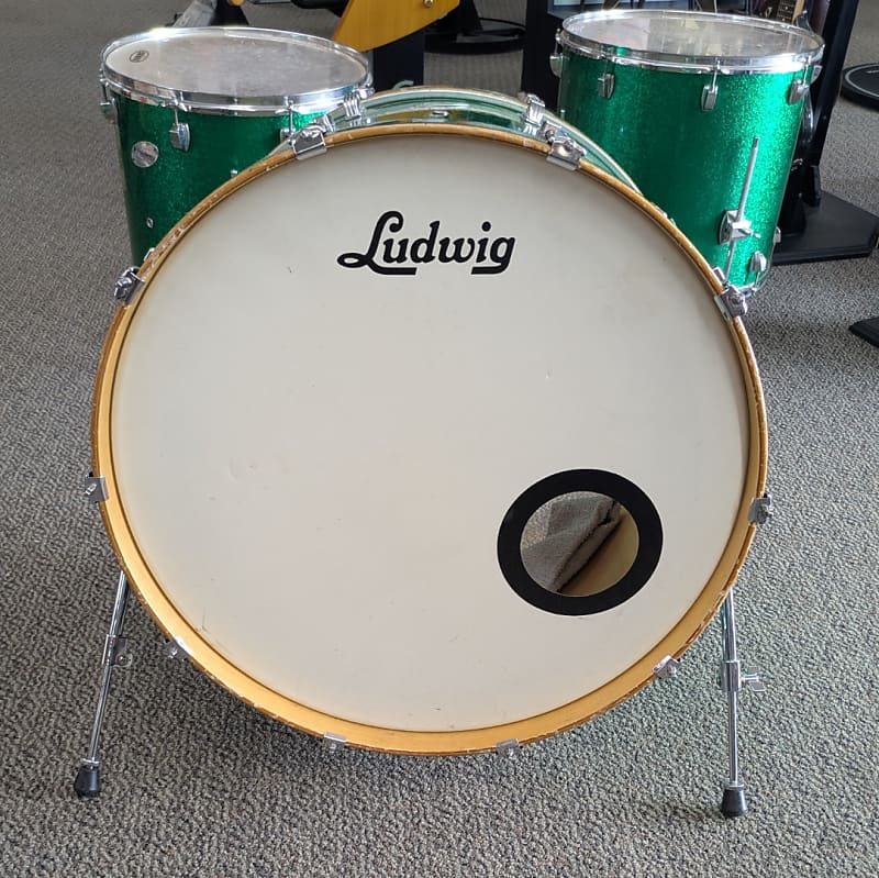 4 piece Ludwig Accent "Zep Set" drum kit in Green Sparkle | Reverb