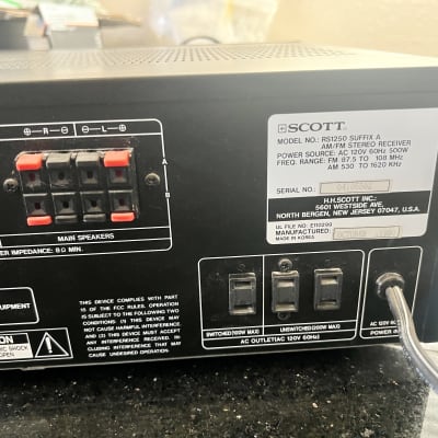 Scott RS1250 AM/FM Stereo Receiver Dolby Surround System with | Reverb