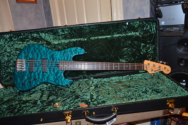 warmoth bass guitar Blue/black active electronics 5 string | Reverb UK