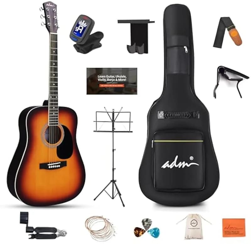 ADM Dreadnought Acoustic Guitar Kit with Free Online Lesson | Reverb