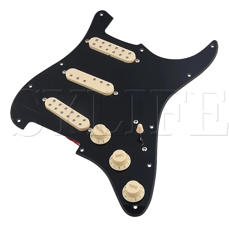Black SSS Strat Stratocaster Style Pickguard Loaded Prewired | Reverb
